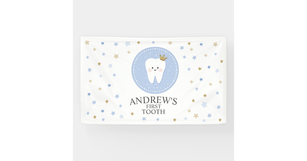 First Tooth party decoration. Editable Banner | Zazzle