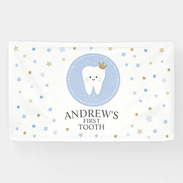 First Tooth party decoration. Editable Banner | Zazzle