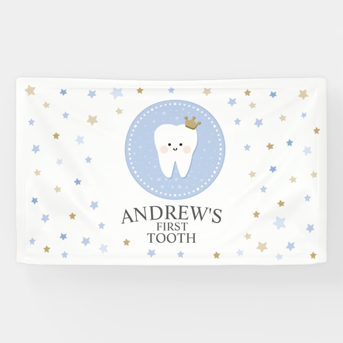 First Tooth party decoration. Editable Banner | Zazzle.com