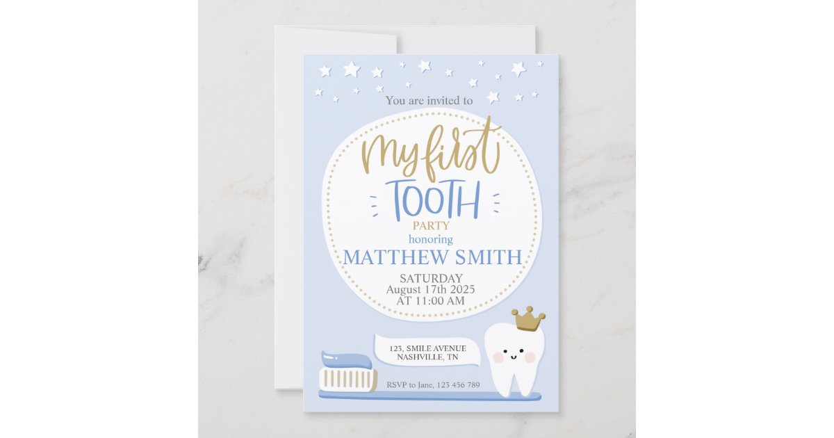 First Tooth Party Invitation for Boy | Zazzle