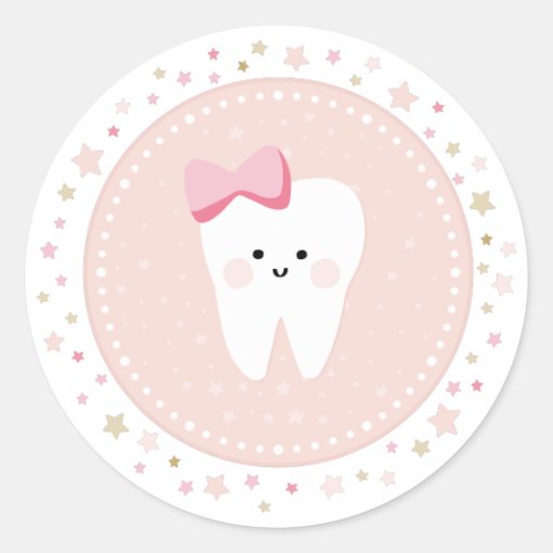 First Tooth Party Pink Decorative Sticker | Zazzle