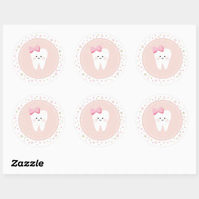 First Tooth Party Pink Decorative Sticker | Zazzle