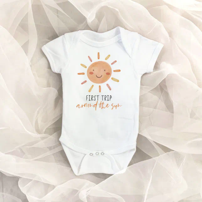 First Trip Around The Sun 1st Birthday Baby Bodysuit | Zazzle