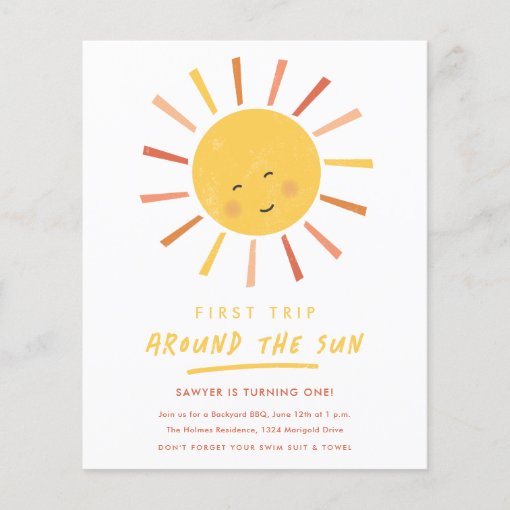 First Trip Around the Sun 1st Birthday Invitations | Zazzle
