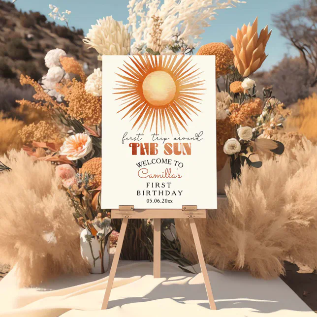 First Trip Around The Sun 1st Birthday Party Foam Board | Zazzle