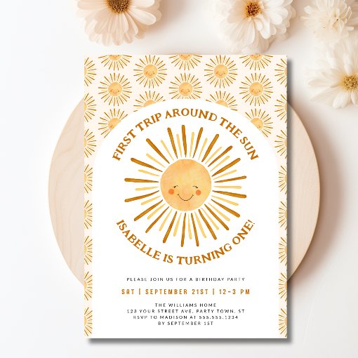 First Trip Around The Sun 1st Birthday Party Photo Invitation | Zazzle