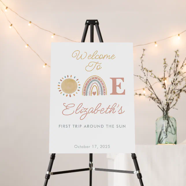 First Trip Around the Sun 1st Birthday Welcome Foam Board | Zazzle