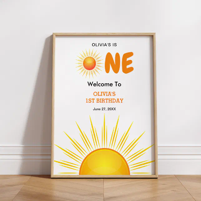 First Trip Around the Sun 1st Birthday Welcome Poster | Zazzle