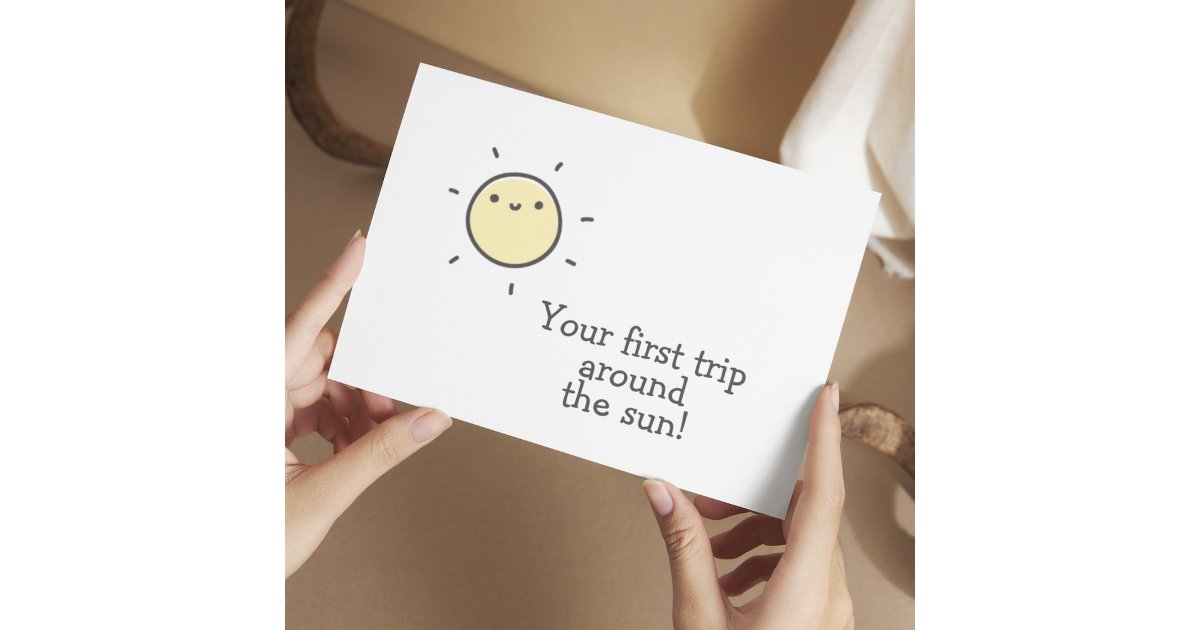 First trip around the sun! Baby's 1st Birthday Postcard | Zazzle