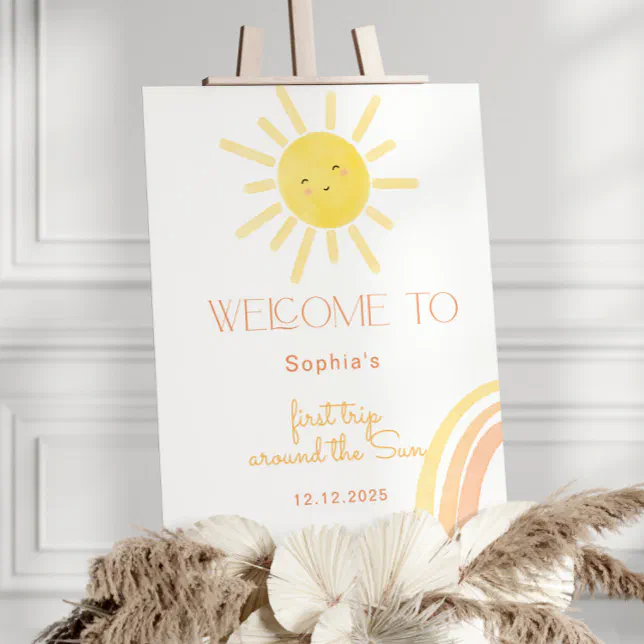 First trip around the sun birthday welcome foam board | Zazzle