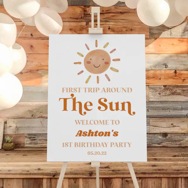 First Trip Around The Sun Birthday Welcome Sign | Zazzle