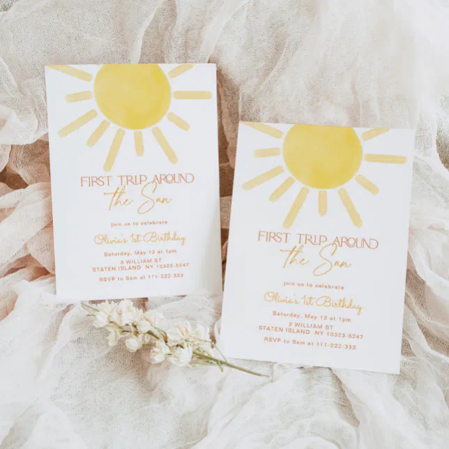 First trip around the sun gender neutral birthday invitation | Zazzle