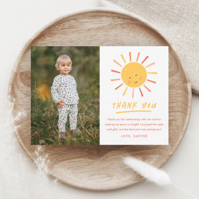 First Trip Around the Sun Kids Photo Birthday Thank You Card | Zazzle