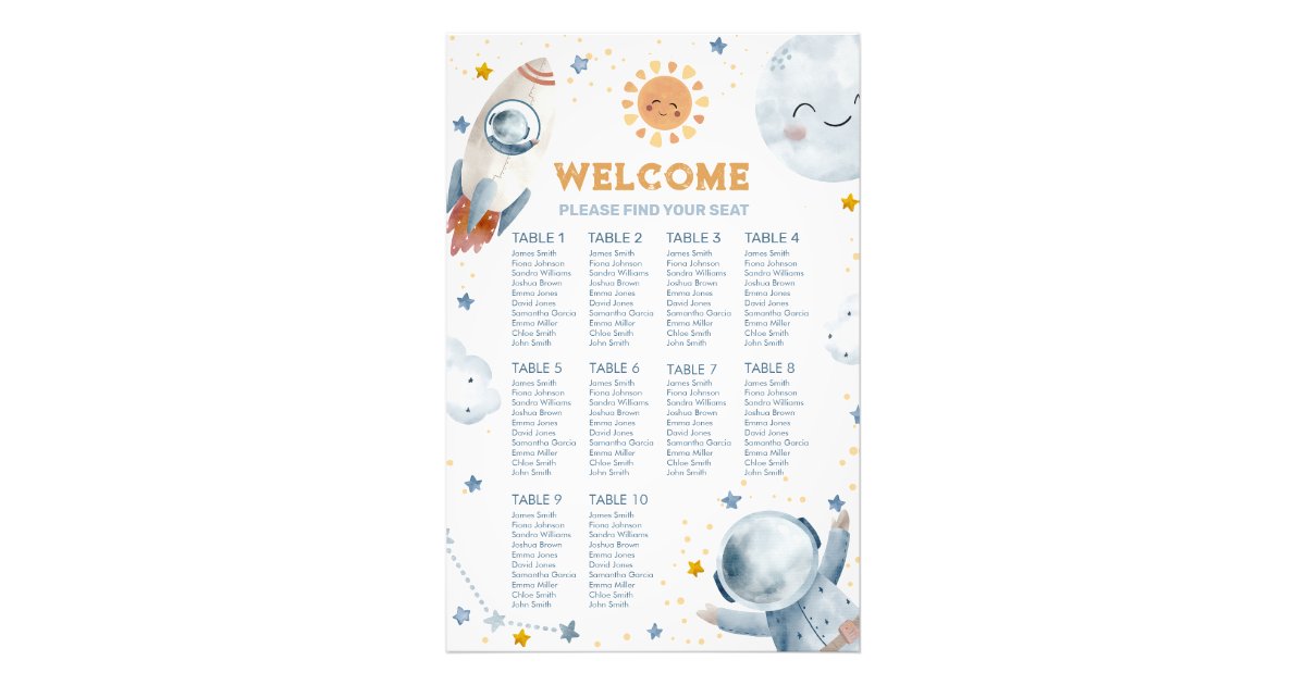 First Trip Around The Sun Seating Chart Photo Print | Zazzle