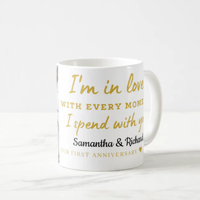 First Wedding Anniversary Love Quote Photo Coffee Mug | Zazzle