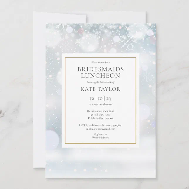 First Winter Snowflakes Bridesmaids Luncheon Invitation | Zazzle
