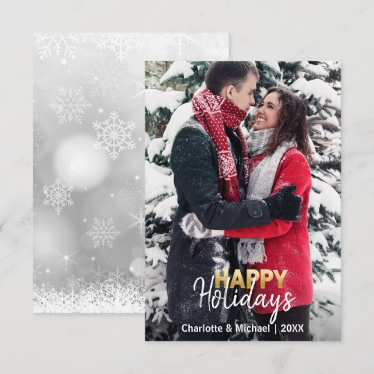 First Xmas Happy Holidays Married Engaged | PHOTO Invitation | Zazzle.com