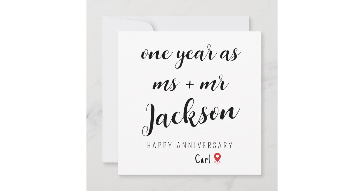 First Year Anniversary Card For Husband | Zazzle