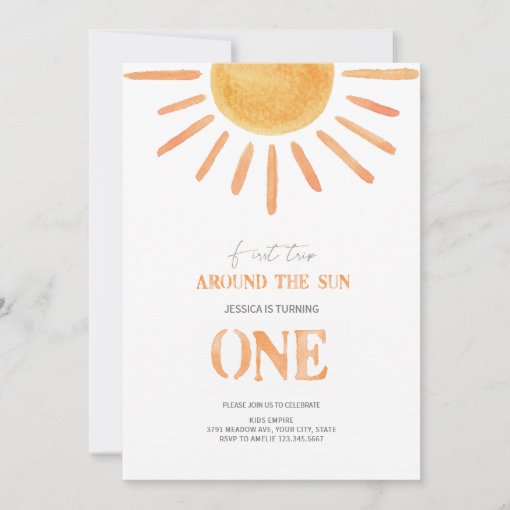 First Year Around the Sun 1st Birthday Invitation | Zazzle