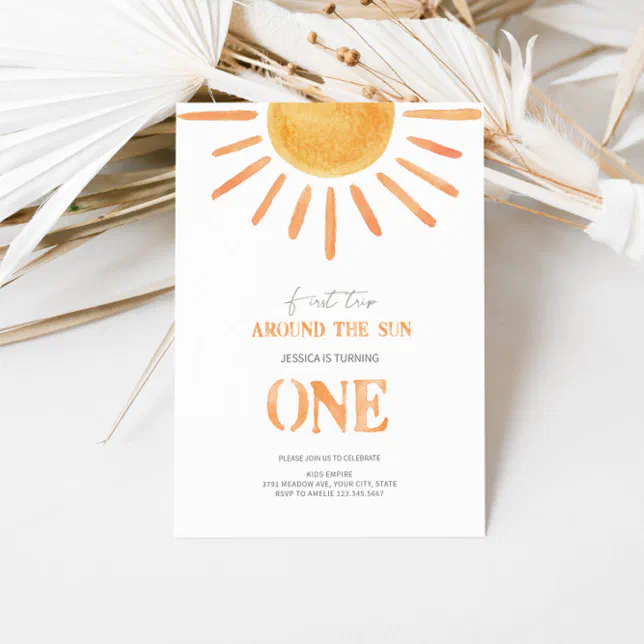 First Year Around the Sun 1st Birthday Invitation | Zazzle