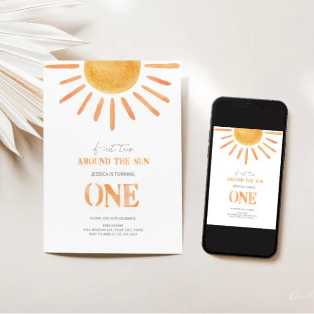 First Year Around the Sun 1st Birthday Invitation | Zazzle