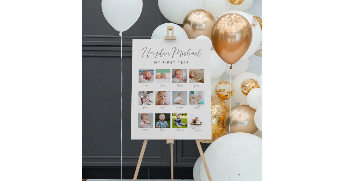 First Year Birthday Photo Sign | Zazzle