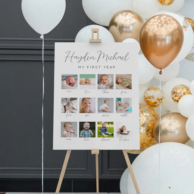 First Year Birthday Photo Sign | Zazzle