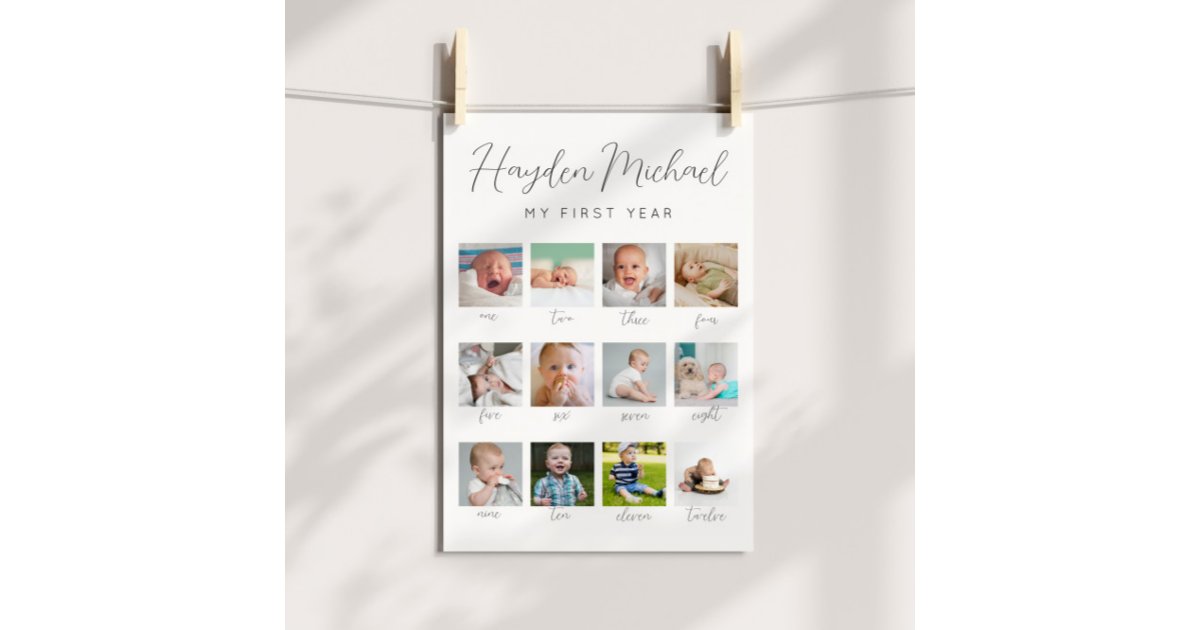 First Year Birthday Photo Sign | Zazzle