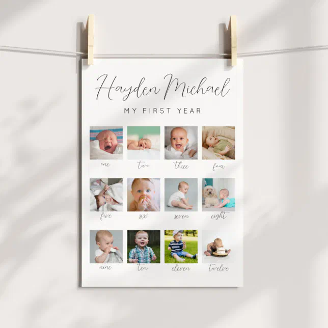 First Year Birthday Photo Sign | Zazzle