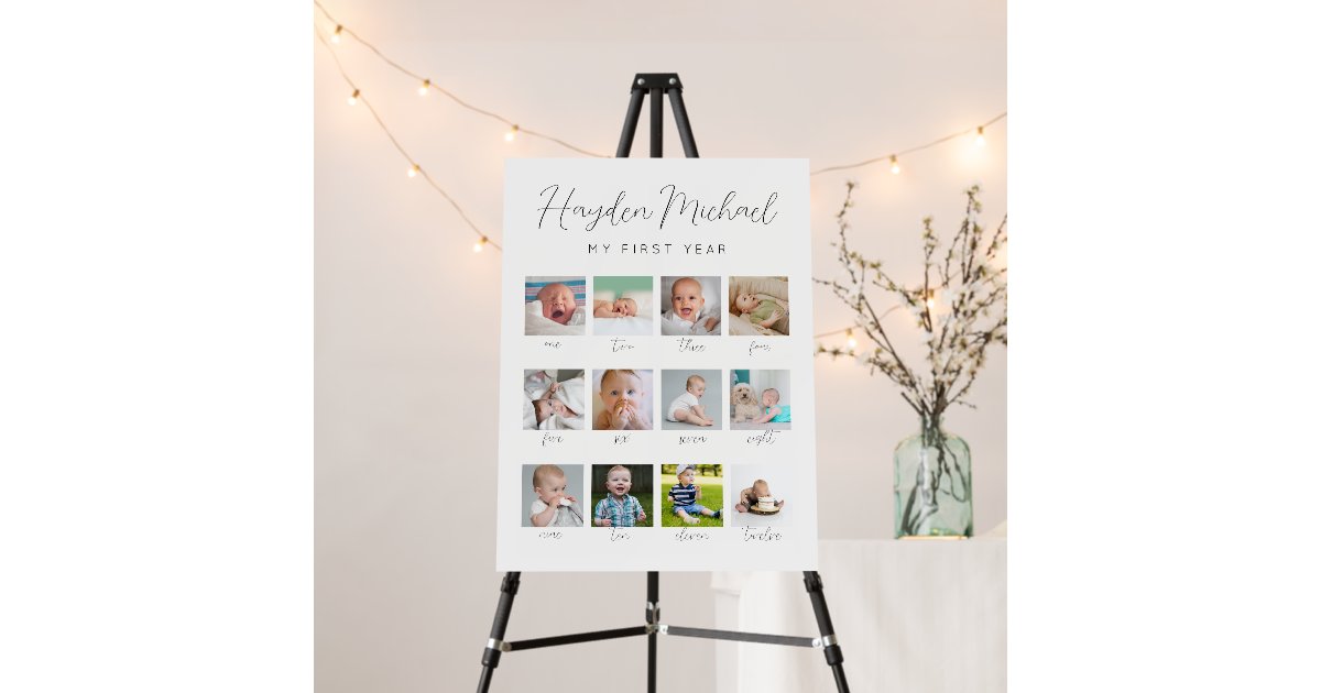 First Year Birthday Photo Sign | Zazzle