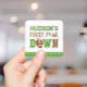 First Year Down Football 1st Birthday Square Sticker | Zazzle