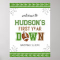 First Year Down Football 1st Birthday Welcome Sign | Zazzle