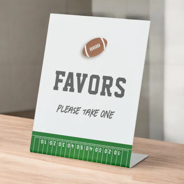 First Year Down Football Birthday Favors Sign | Zazzle