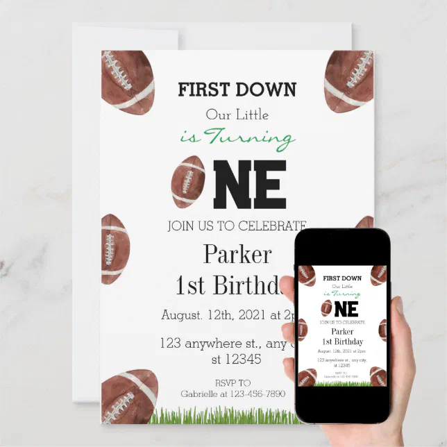 First Year Down Football Invitation | Zazzle