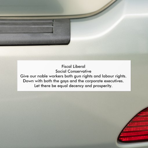 Fiscally Liberal, Socially Conservative Bumper Sticker | Zazzle