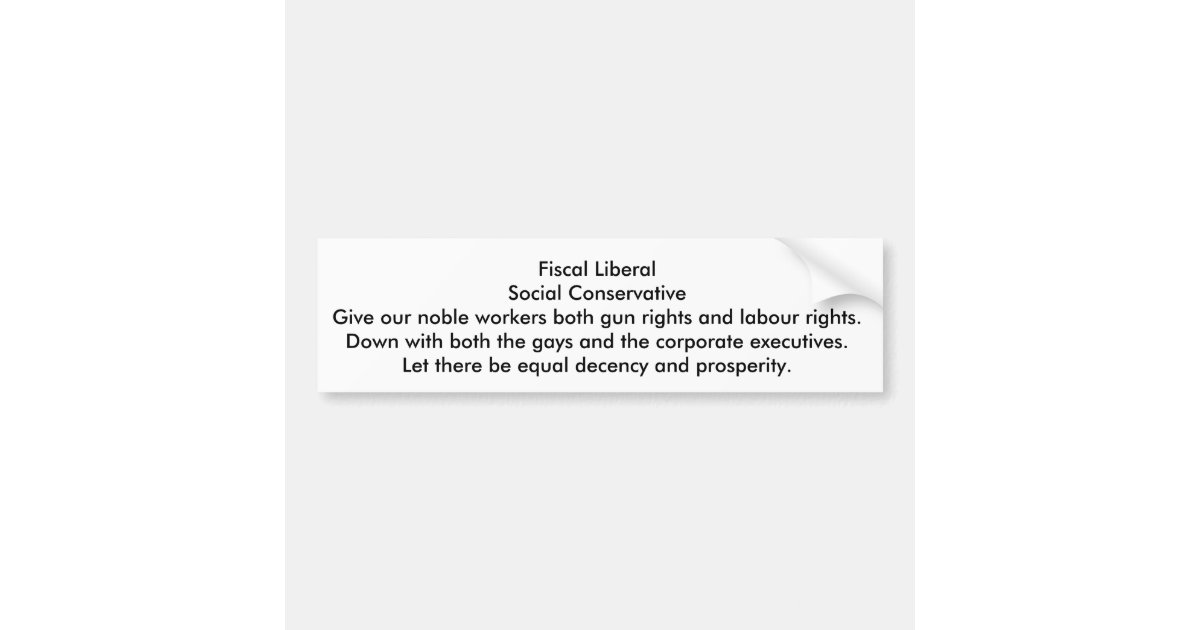 Fiscally Liberal Socially Conservative Bumper Sticker Zazzle