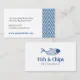 Fish and Chips Seafood Restaurant Nautical Chevron Business Card | Zazzle