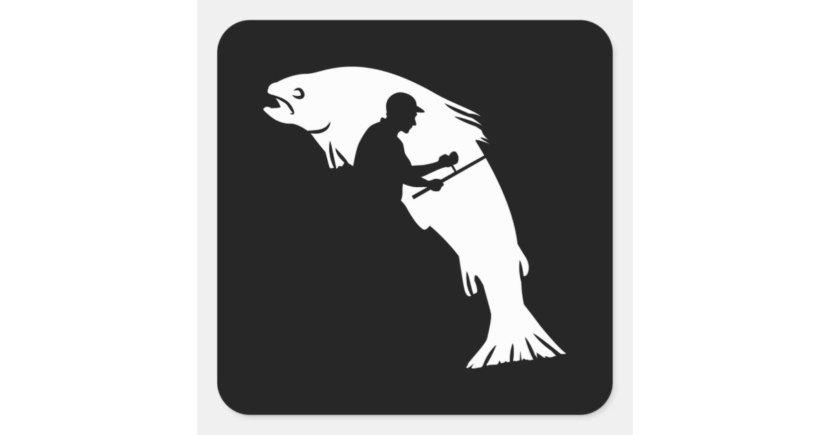 Fish and Fisherman Fishing Gift for Men Square Sticker | Zazzle
