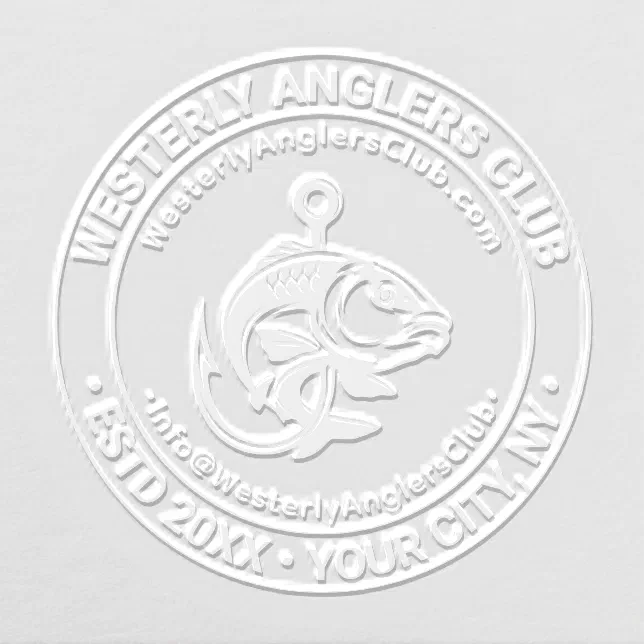 Fish and Hook Business Name Location URL Email Embosser | Zazzle