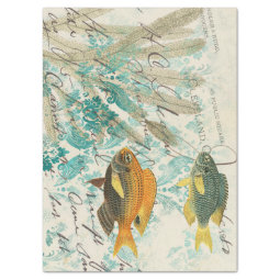 Fish and Seaweed with Writing Decoupage Tissue Paper | Zazzle