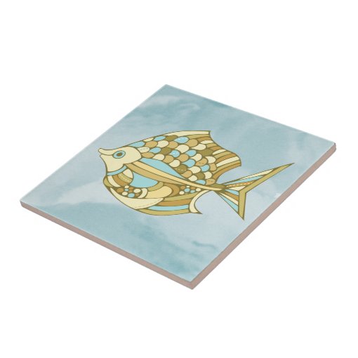Fish Art Blue Nautical Ceramic Tile | Zazzle