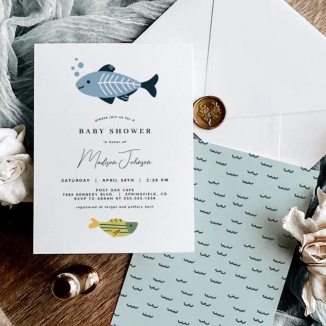 Fish Baby Shower Invitation | Zazzle