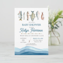 Fish Baby Shower Invitation, Fishing baby shower Invitation | Zazzle