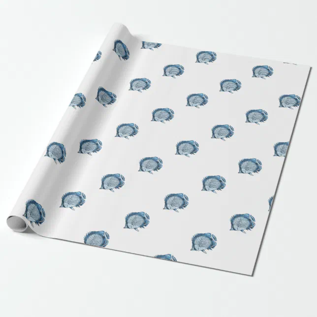 Fish beach nautical ocean coastal sea blue wrapping paper | Zazzle
