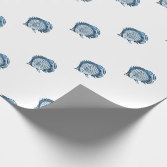 Fish beach nautical ocean coastal sea blue wrapping paper | Zazzle