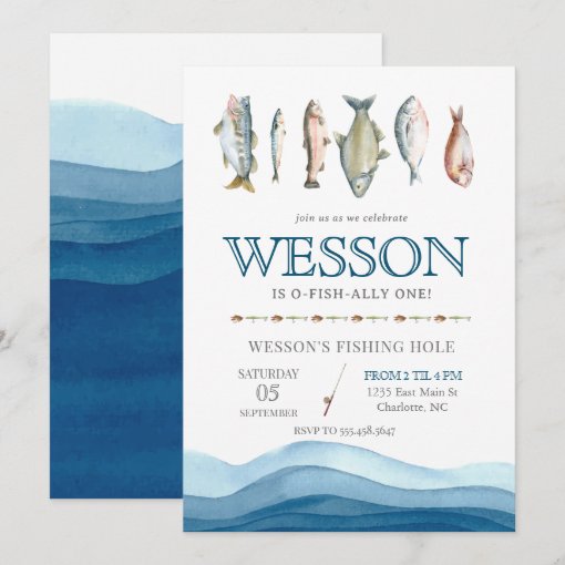 Fish Birthday Invitation, Fishing Male Birthday Invitation | Zazzle