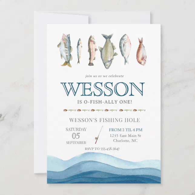 Fish Birthday Invitation, Fishing Male Birthday Invitation | Zazzle