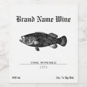 Fish Black & White Minimalist Black Grouper Wine Label | Zazzle