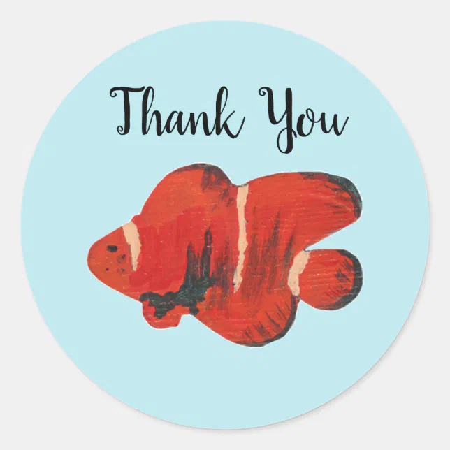 Fish Clownfish Ocean Party Thank You Stickers | Zazzle