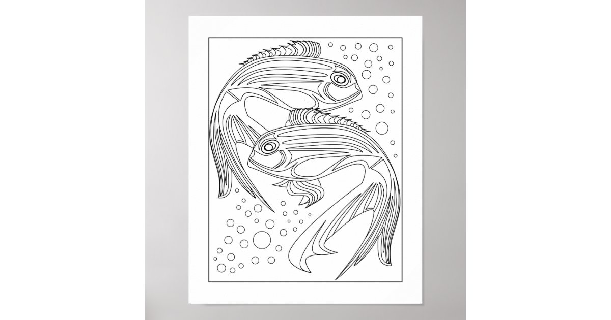 Fish Coloring Poster | Zazzle